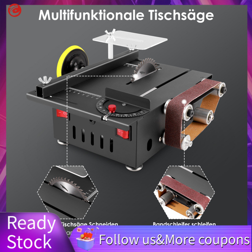 Mini Table Saw with Belt Sander, Precision Desktop Woodworking Small ...