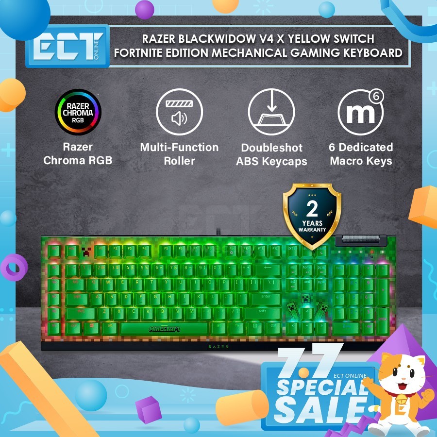 Razer BlackWidow V4 X Green Switch Minecraft Edition Mechanical Gaming ...