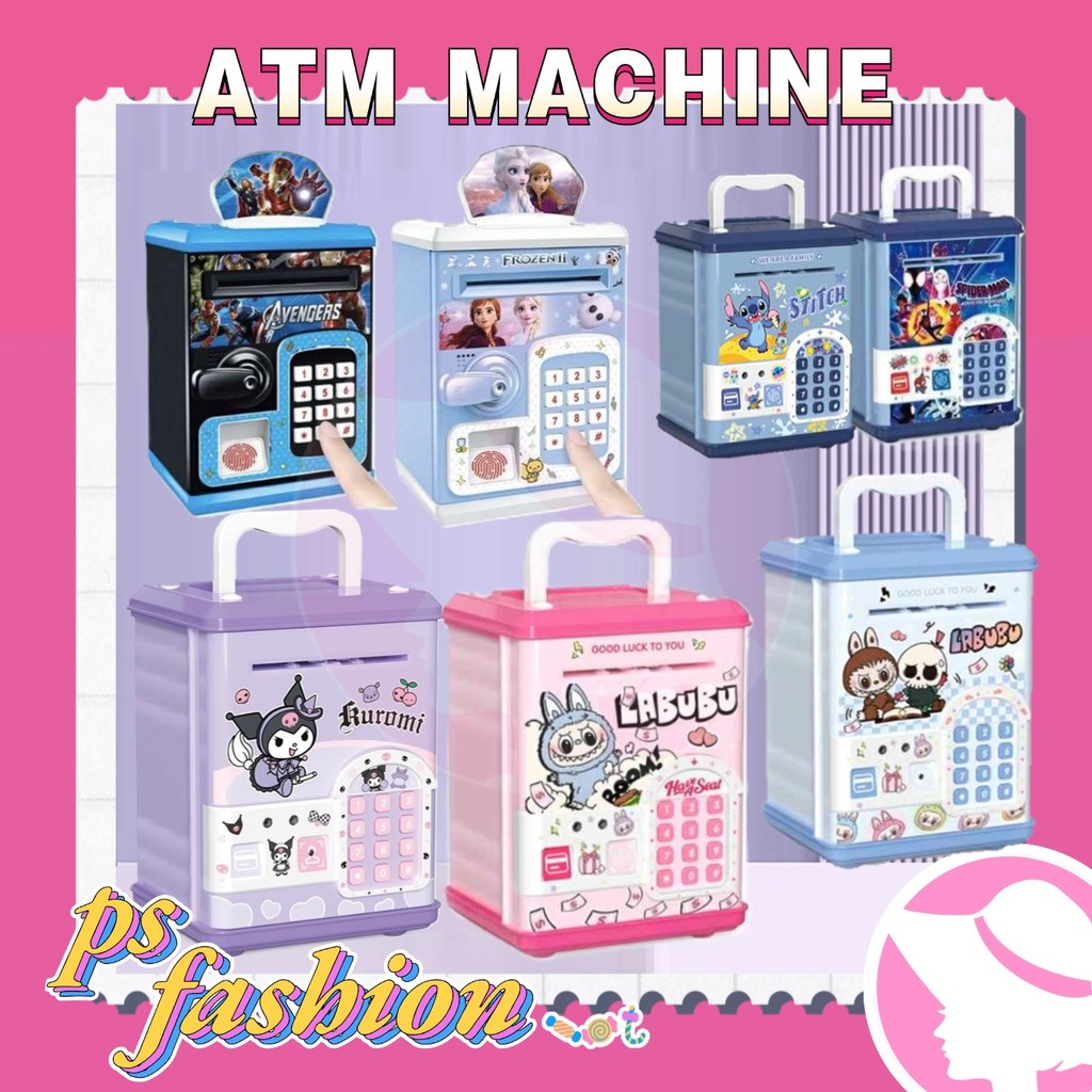 Digital ATM Money Box for Kids – Fingerprint & Password Lock, Large ...