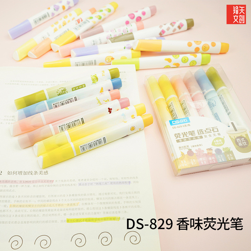 TSING 三角荧光色笔记号笔香味彩色多色划重点标注笔小学生用DS-8TSING Triangular Fluorescent Color Notebook Pen20250101 ...