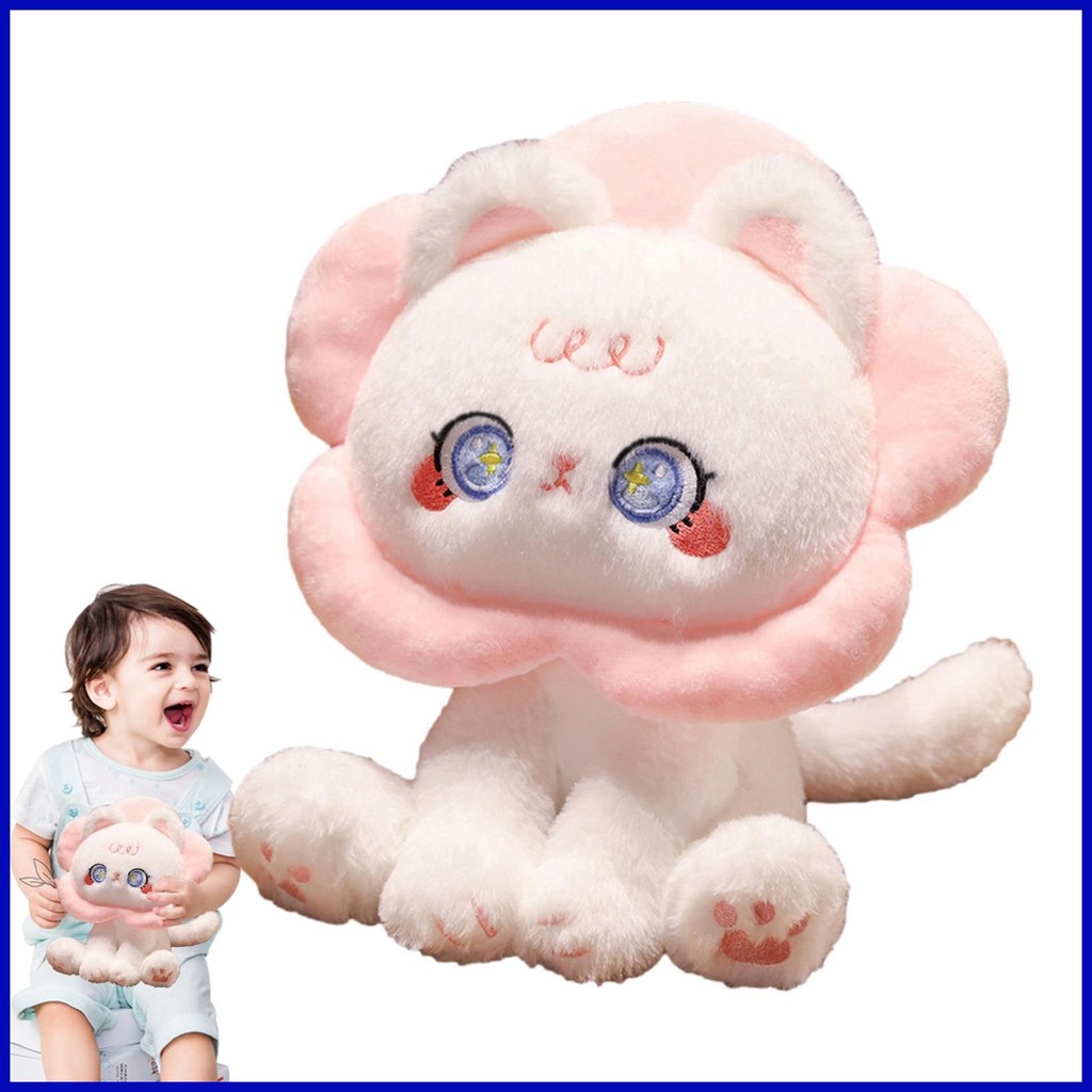 White Cat Plush With Sunflower Design Cuddly Kitten Stuffed Lovely ...