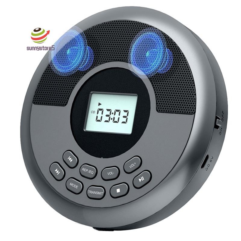 Portable Bluetooth CD Player Rechargeable Discman with Dual Speakers ...