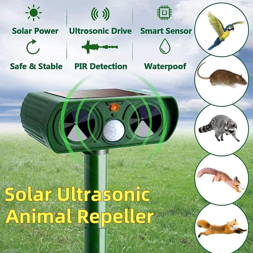 Solar Ultrasonic Animal Repellent PIR Sensor-Controlled Drive Away ...