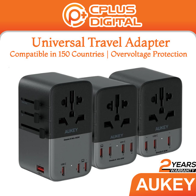 Aukey Travel Mate 35W 65W 100W Universal Adapter with USB Ports Travel ...