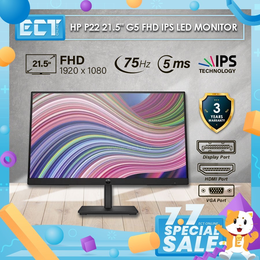 HP P22 21.5" / P24 23.8" / P27 27" G5 FHD (1920 x 1080) IPS LED Monitor ...