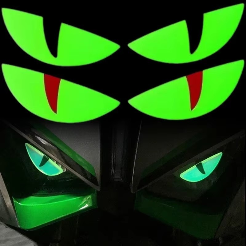 2Pcs Car Luminous Devil Eye Stickers - Dazzle Luminous Cat Eyes Decal ...