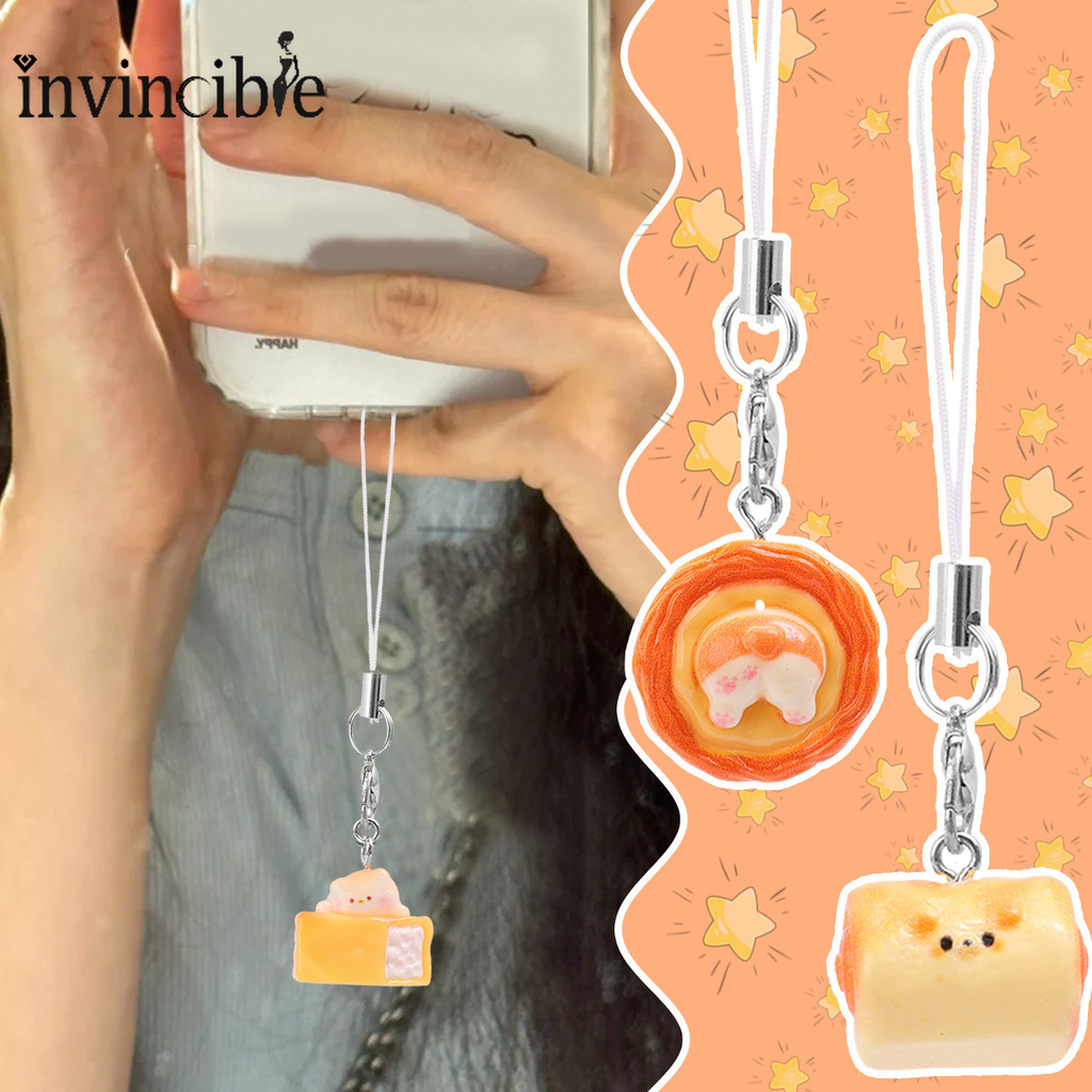 3Pcs Cartoon Food Toy Theme Keychain - Cute Resin Kitten Pudding Cell ...