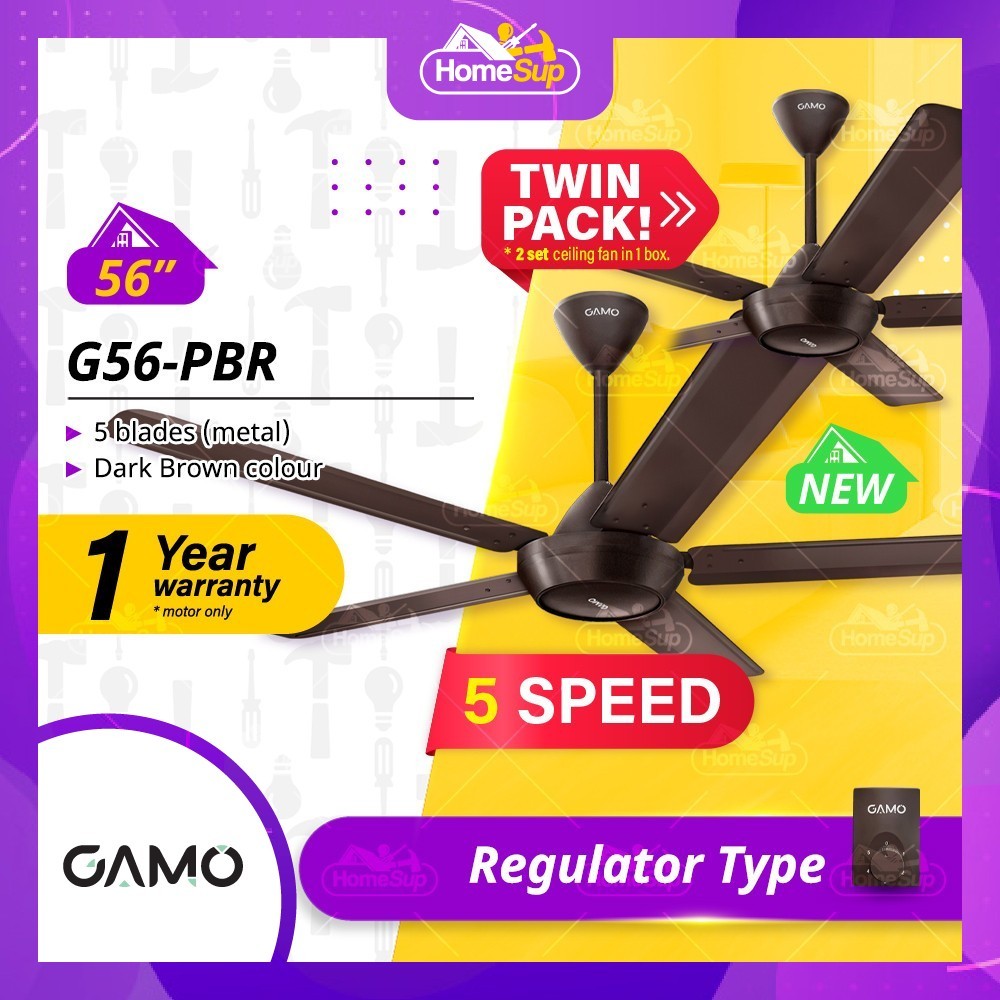 Gamo Regulator Ceiling Fan G56-pbr - Dark Brown (56") x2units/box [Twin ...
