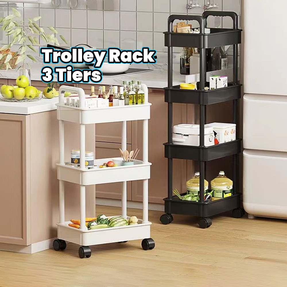 Realeos 72cm 3 Tier Layer Trolley Rack Kitchen Storage Dapur Book Buku ...