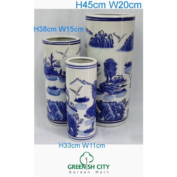 GM4U - Chinese Style Cylinder Shape Ceramic Flower Pot Pasu Bunga Vase ...