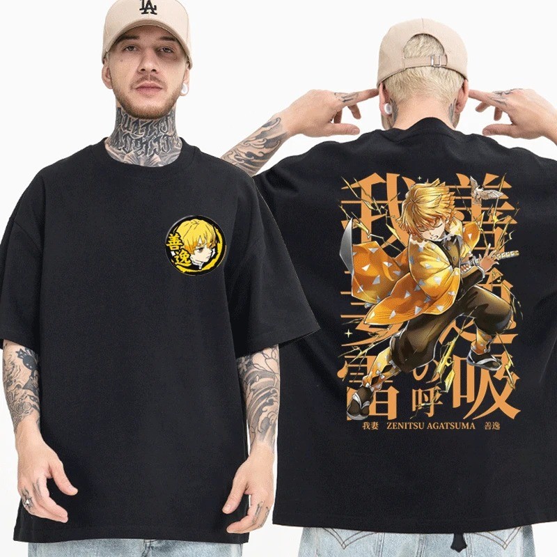 Anime Demon Slayer Zenitsu T Men Japanese Manga Kimetsu No Yaiba Tshirt ...