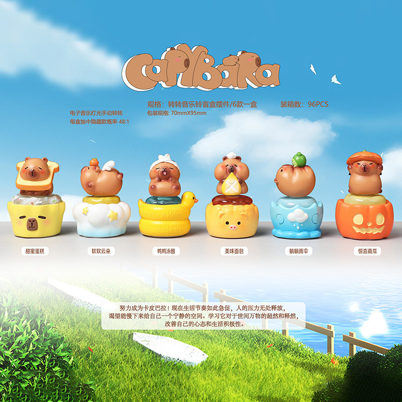 Capybara music bell blind box Kotak Muzik Dolphin Zhuanzhuan, Kotak ...