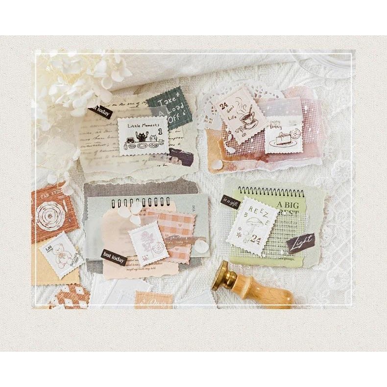 JIANWU Paper Stamp Series Vintage Relief Stamp Landscaping Material ...