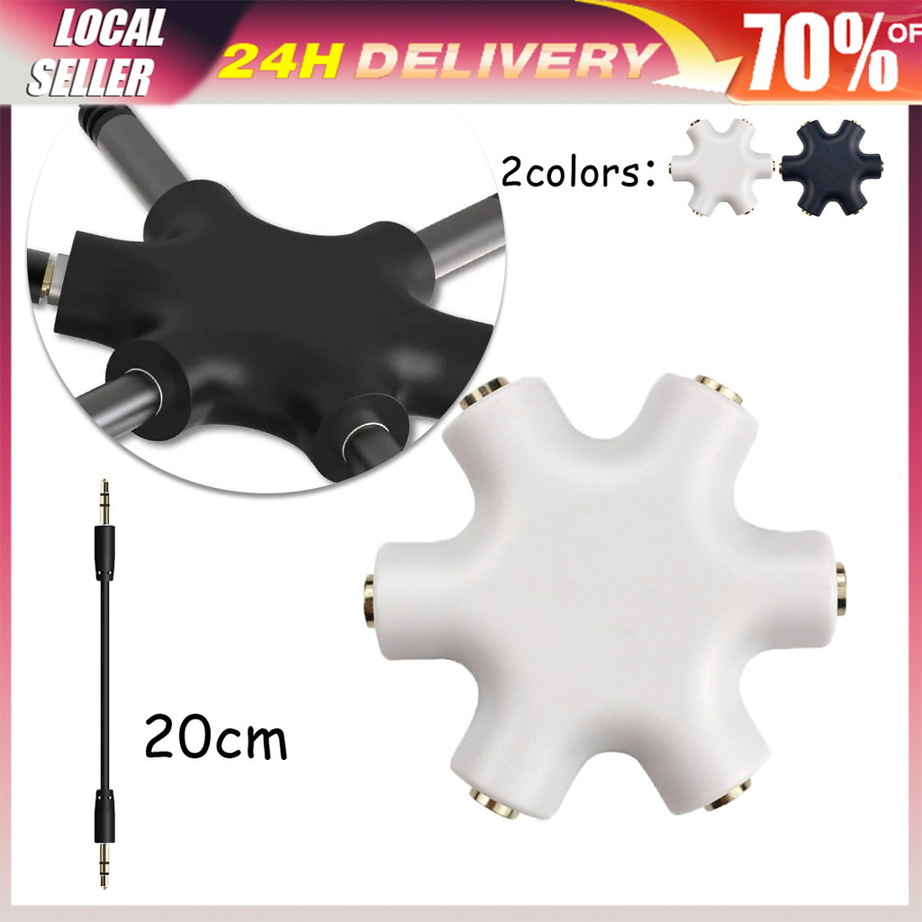 5-Way Multi Headphone Splitter Aux Sharing Headset Adapter For ...