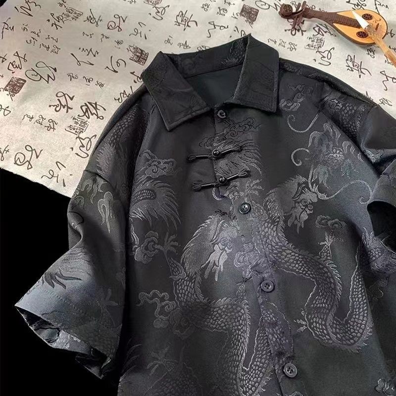 T Tang Suit Men Ice Silk Ancient Style Short-Sleeved Shirt 2025 CNY ...