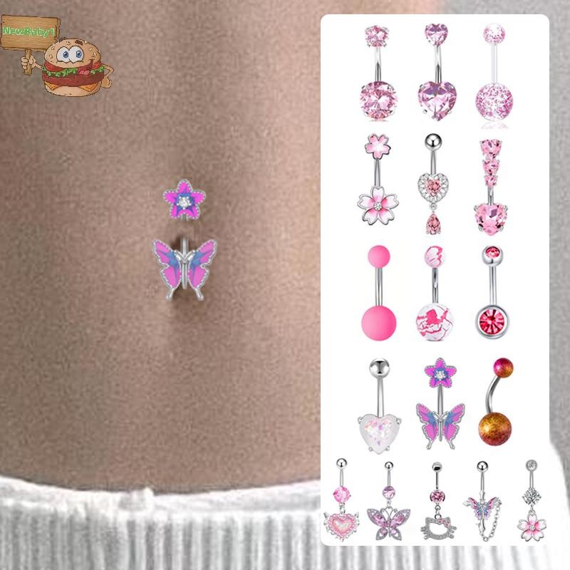 NB Colorful Butterfly Heart Belly Button Rings For Women Girls Sexy ...