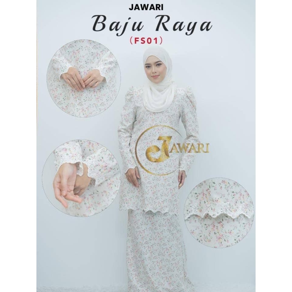 JAWARI Baju Raya 2025 Bunga Sulam FS01 - Set Pakaian Wanita Floral ...