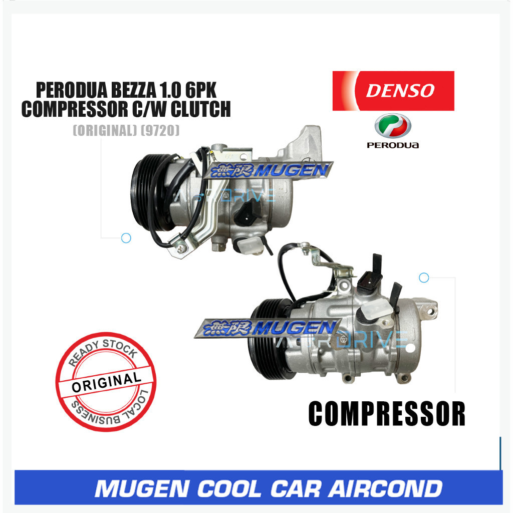 MGC DENSO ORIGINAL PERODUA BEZZA 1.0 6PK Compressor C/W CLUTCH 9720 ...