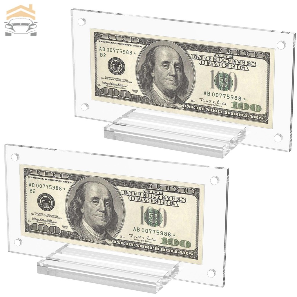 2 Pcs Dollar Bill Frame Acrylic Dollar Bill Holder with Base Double ...