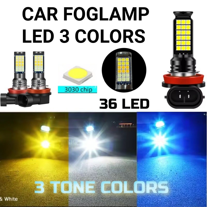 1piece 36LED 3 Color in 1 LED H11 Car LED Fog Lamp H3 LED Bulb H8 Super ...
