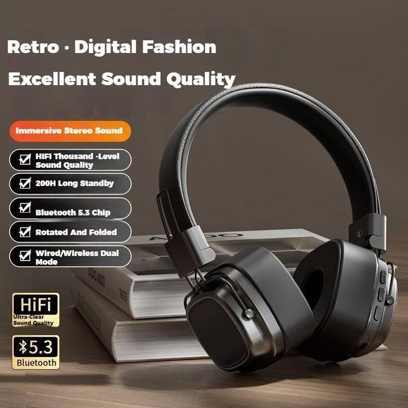 Retro Classic LED Over-Ear Headphones | Bluetooth v5.3 DJ Stereo with ...