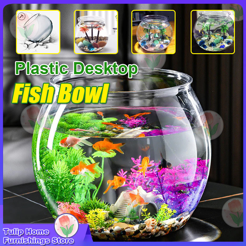 Transparent Round Clear Fish Bowl Fish Tank Household Hydroponic Plant ...
