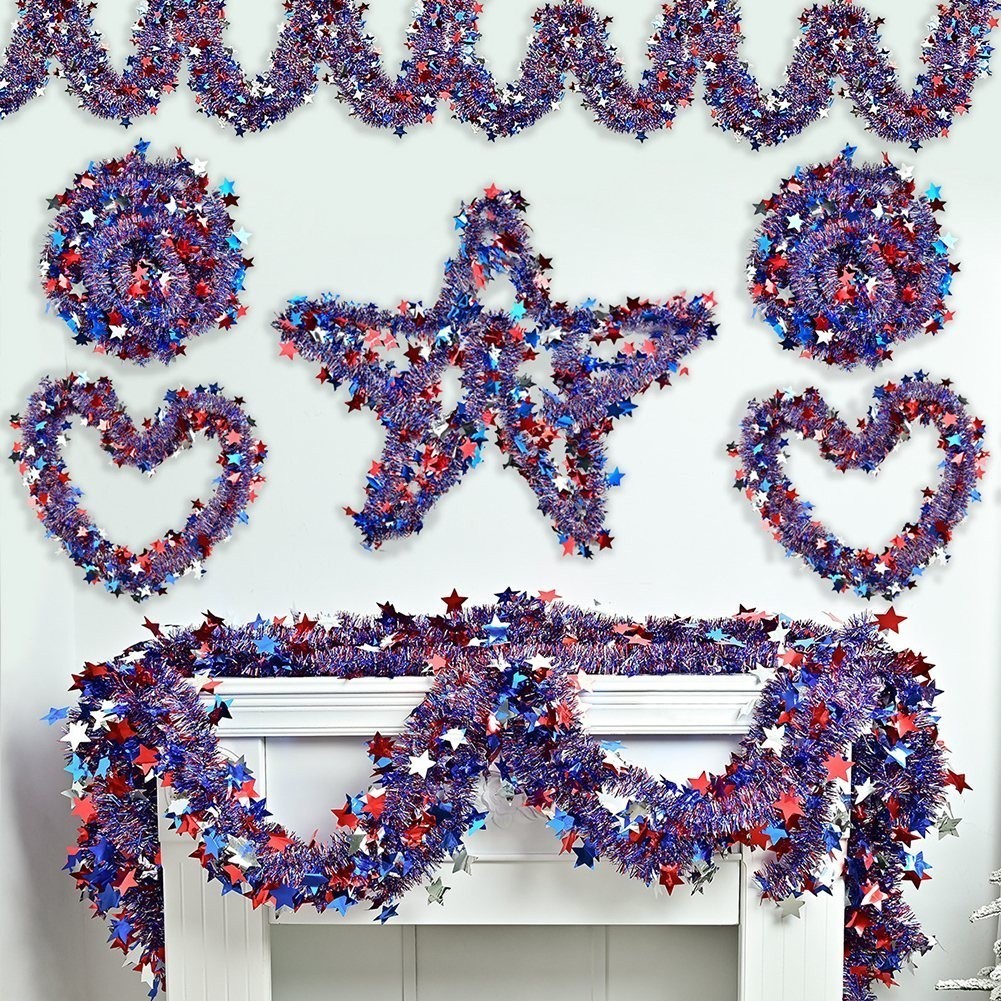 HEAVEN-MY [high quality] Red White Blue Tinsel Garlands,King Coronation Decor 2024 for Union ...