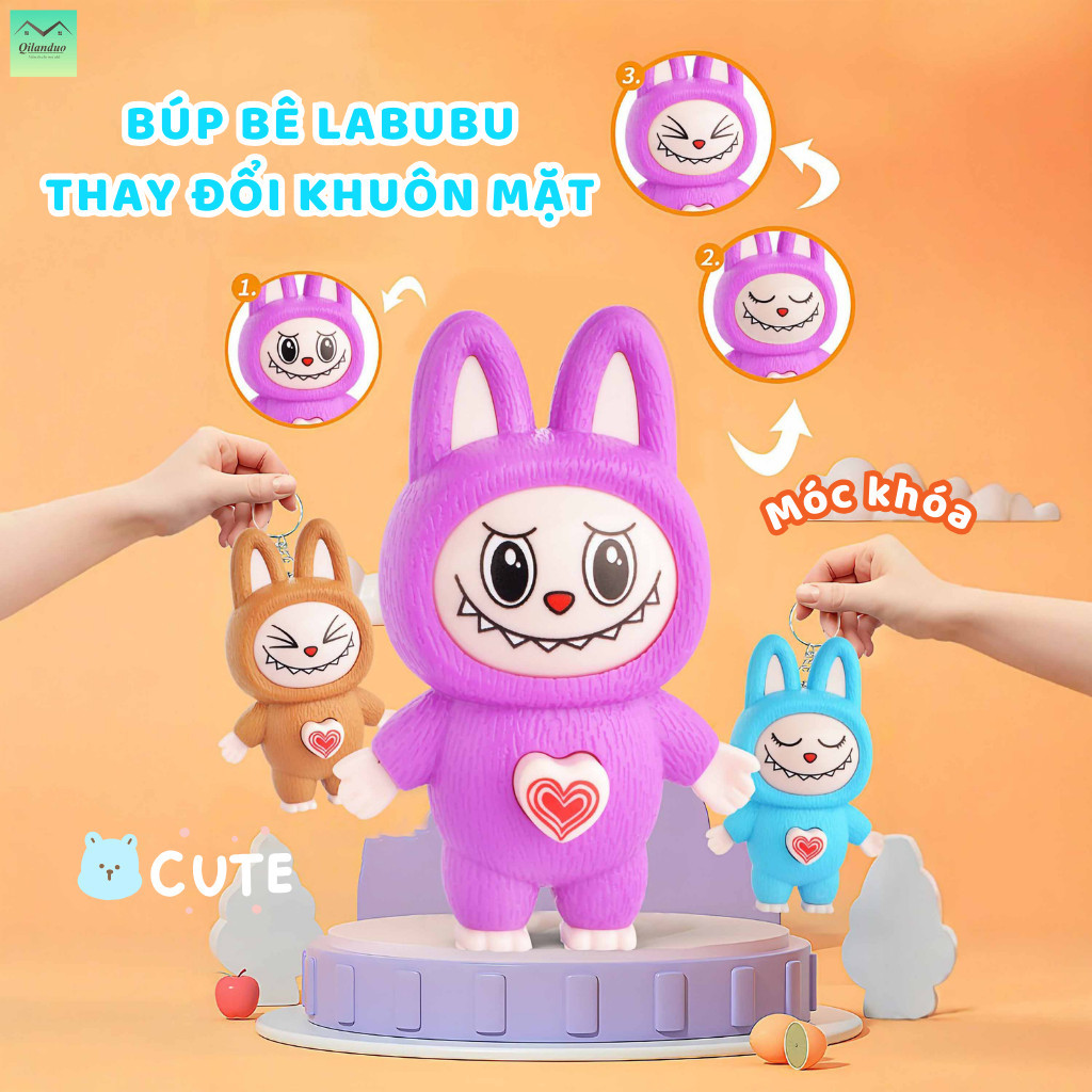 Kuromi, Labubu, Shin dolls change 3 facial expressions, super cute face ...