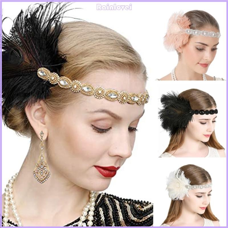 RAINL Flapper Headband Masquerade Headpiece Feather Headpiece Woman ...