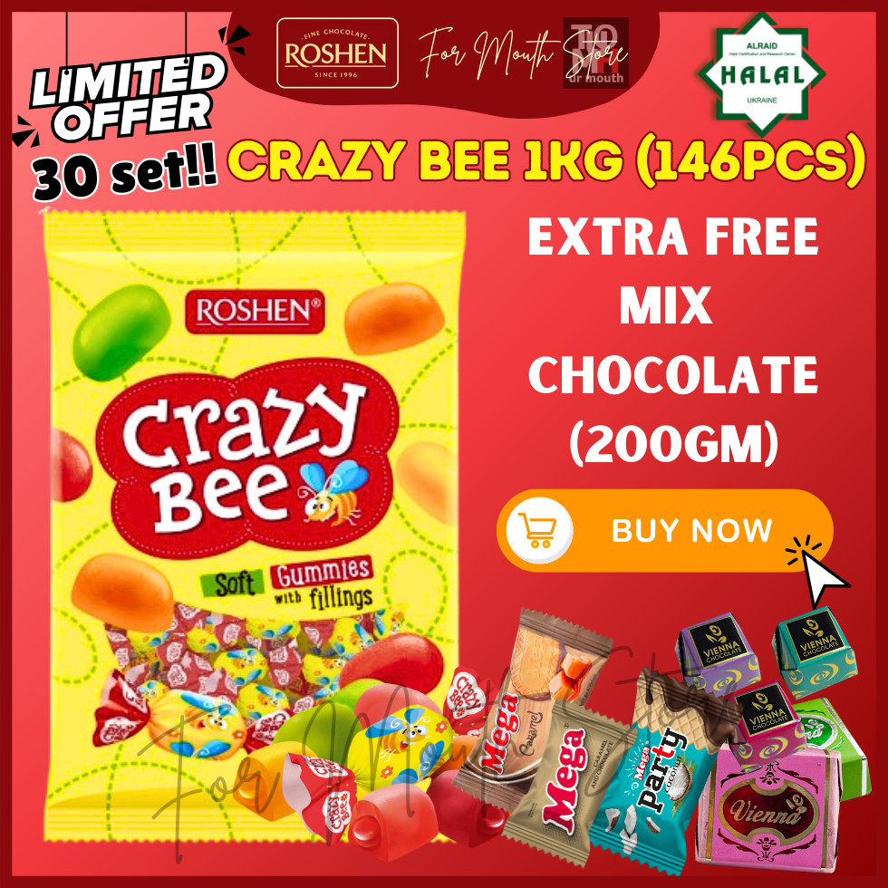 ROSHEN Candy Crazy Bee Jelly Candy Gummy Halal Gula Gula Viral Gula Gula Borong Gummy Candy ...