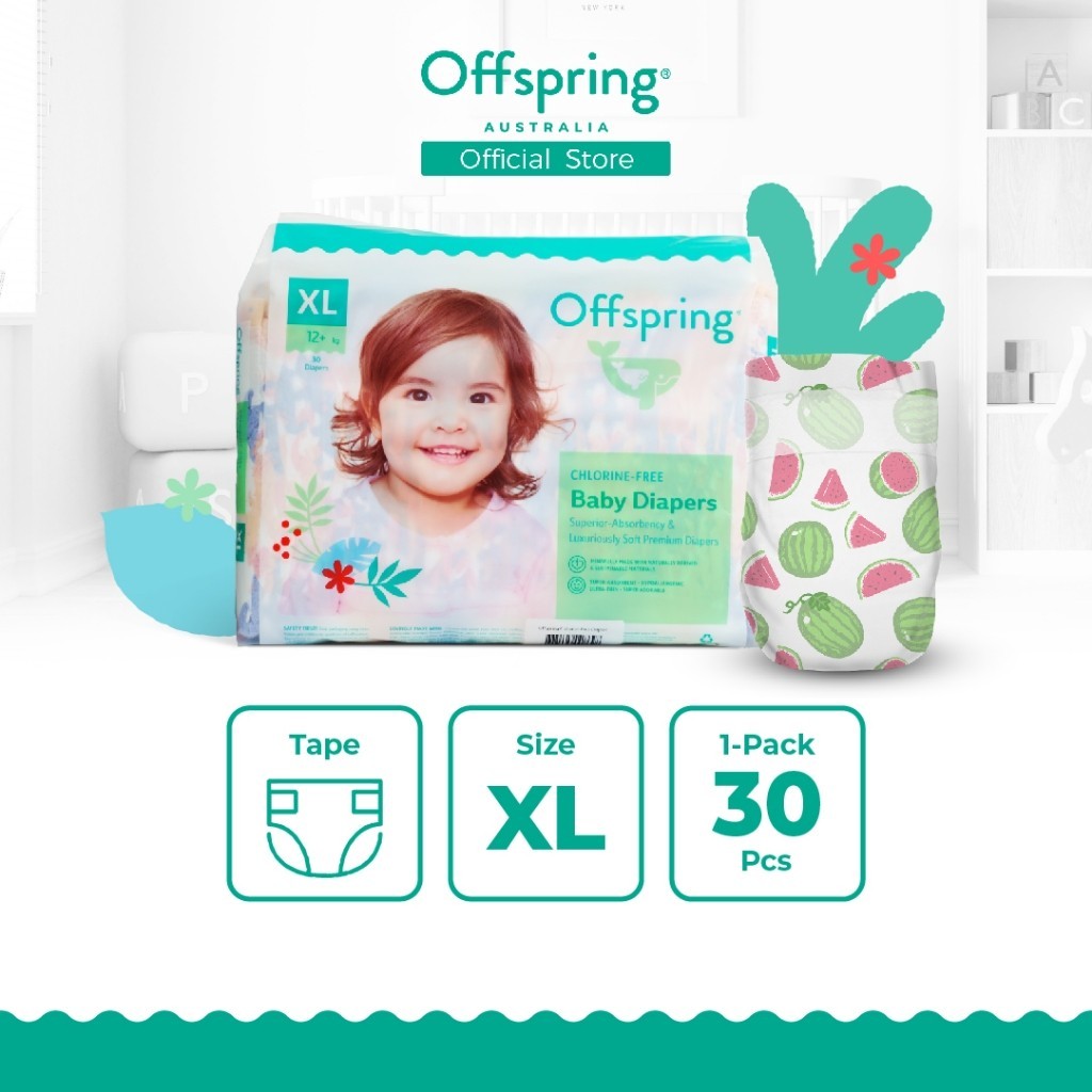 Offspring Fashion Baby Diapers Tape XL (30pcs) | Shopee Malaysia