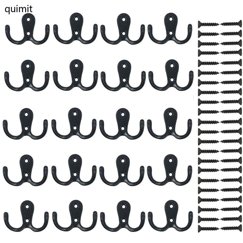QUIM 20 Pieces Wall Double Hooks Coat Hanger Bathroom Towel Holder for ...