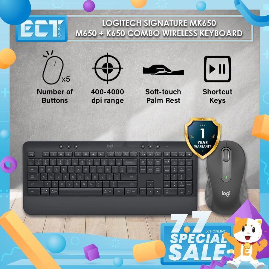Logitech Signature MK650 M650 + K650 Combo Wireless Keyboard with Palm ...
