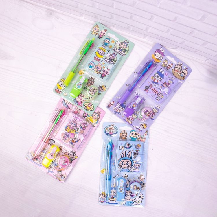 Labubu Character Stationery Set Notebook Eraser Ruler Marker Pencil ...