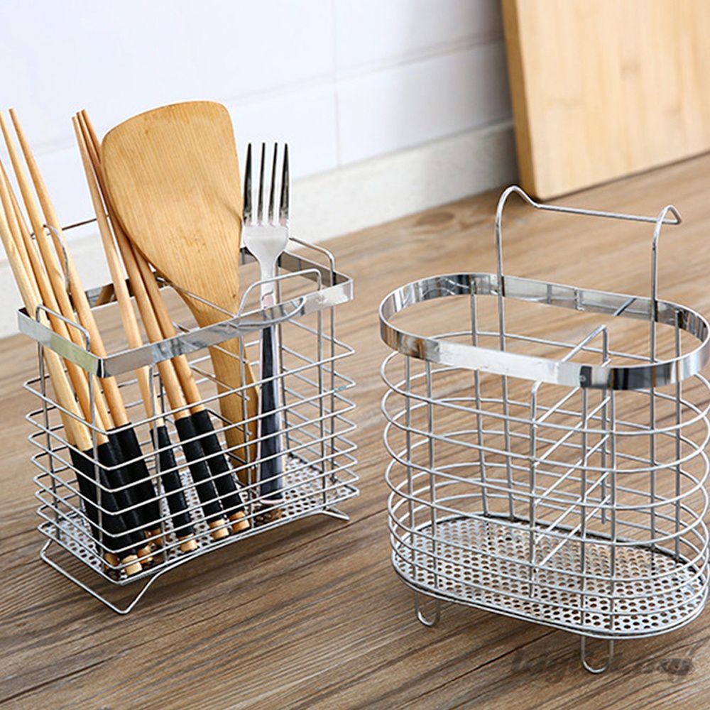 ღ Stainless Steel Rectangular Hanging Utensil Drying Rack Chopstick ...