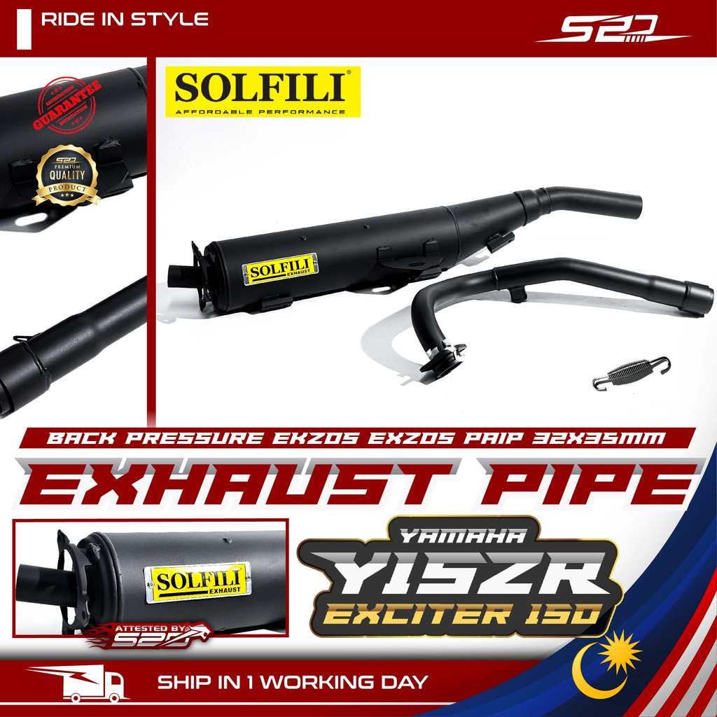 Racing Exhaust Pipe SOLFILI Y15 Y15ZR PNP Back Pressure 32X35 MM 32MM ...