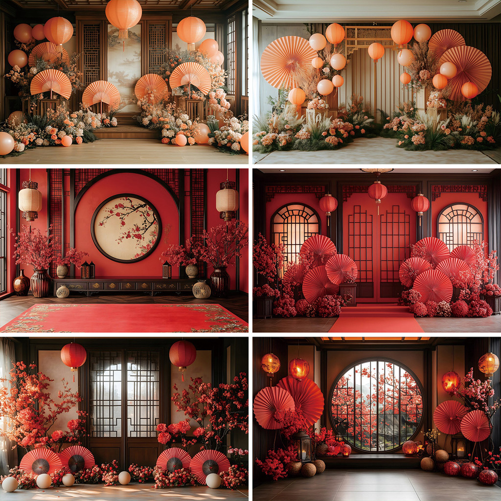Chinese Style Party Photography Background Classical Red Lantern ...