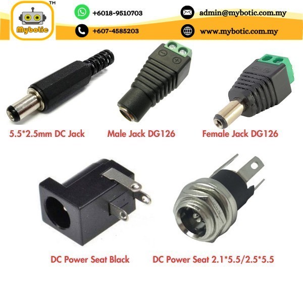 DC Power Jack Socket Connector Female Male Power Seat Connector 5.5MM 2.5MM 2.1MM DG126 DC005 ...