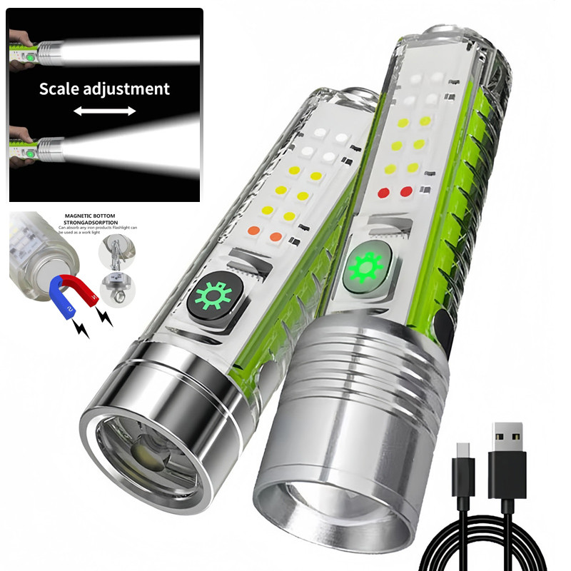 Type-C Rechargeable Super Bright LED Fluorescence Flashlight Waterproof ...