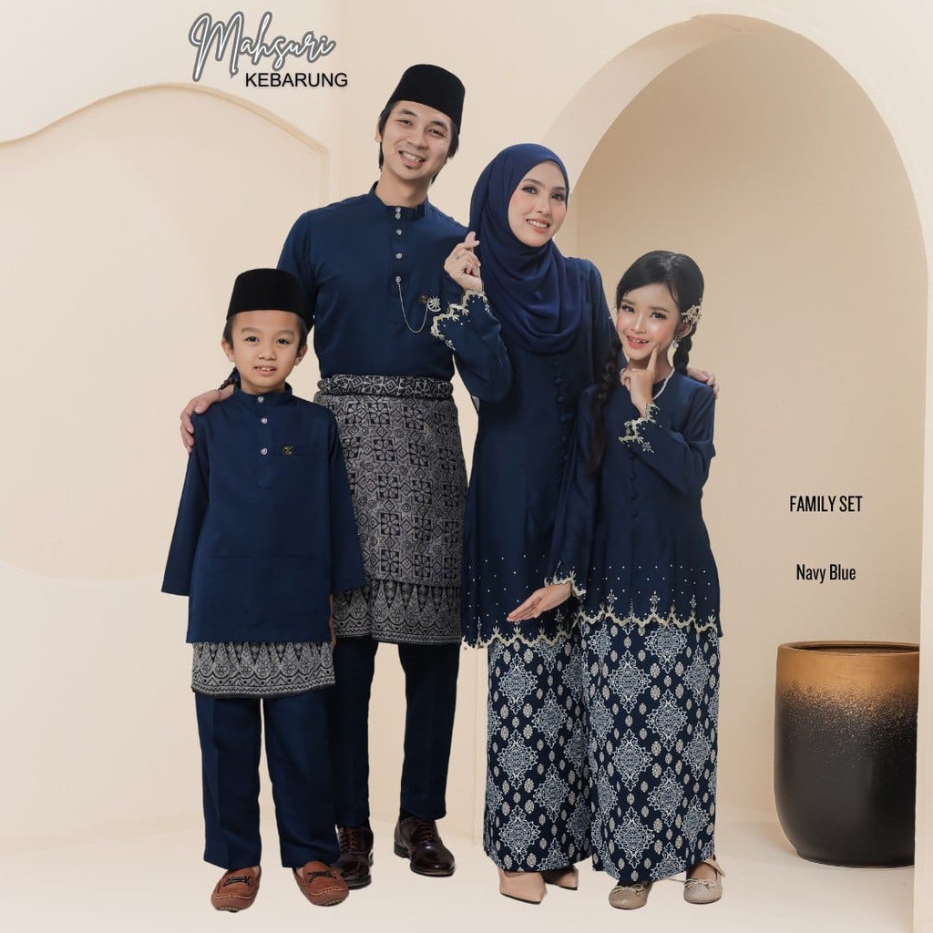 KEBARUNG MAHSURI NAVY BLUE BAJU RAYA SEDONDON SET FAMILY BAJU RAYA 2025 ...