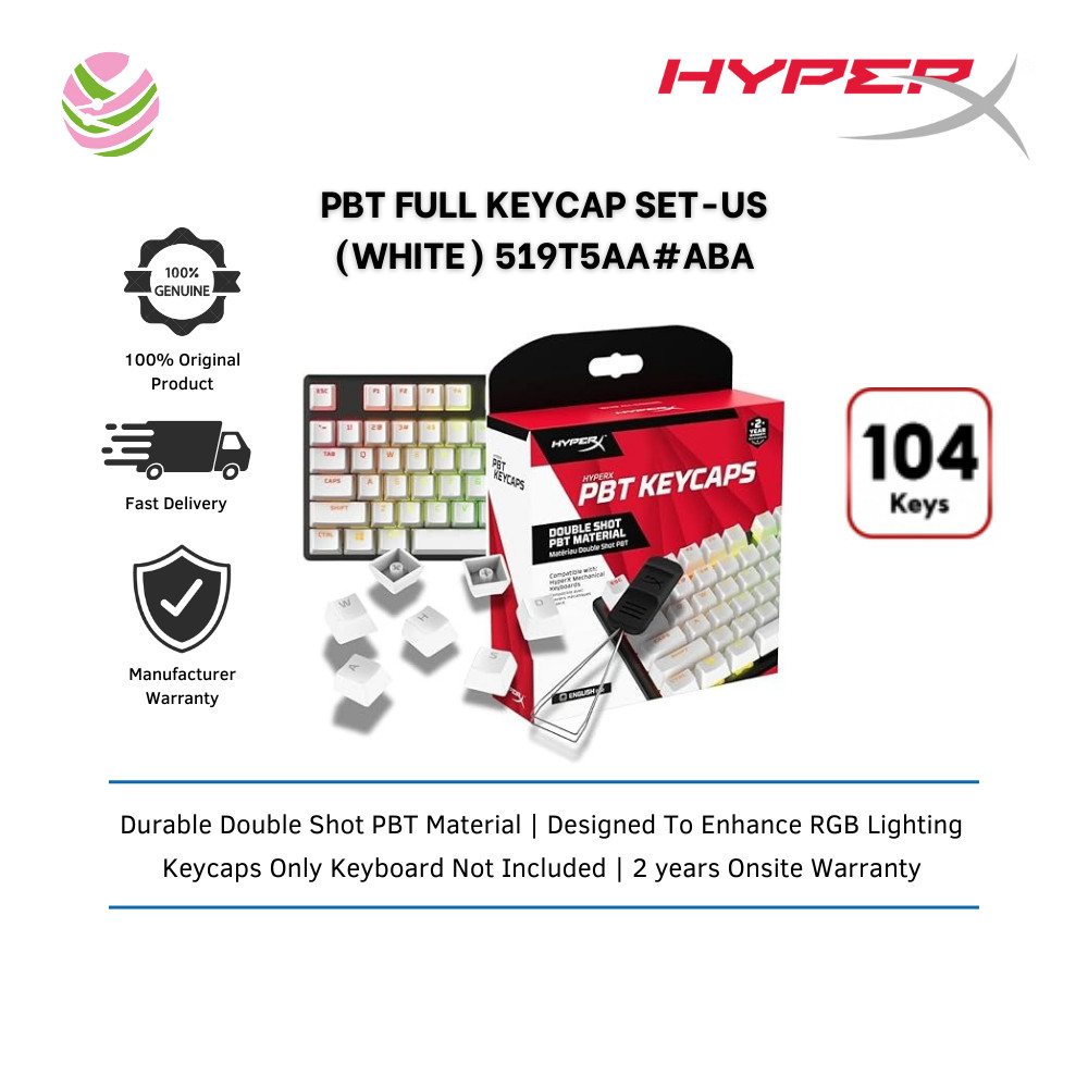 HP HyperX PBT Keycaps 519T5AA#ABA– Full Key Set, Double Shot PBT ...