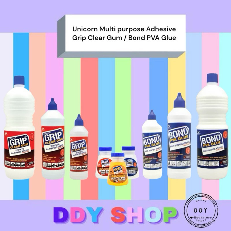Unicorn Multi Purpose Adhesive Grip Clear Gum / Bond PVA Glue ...