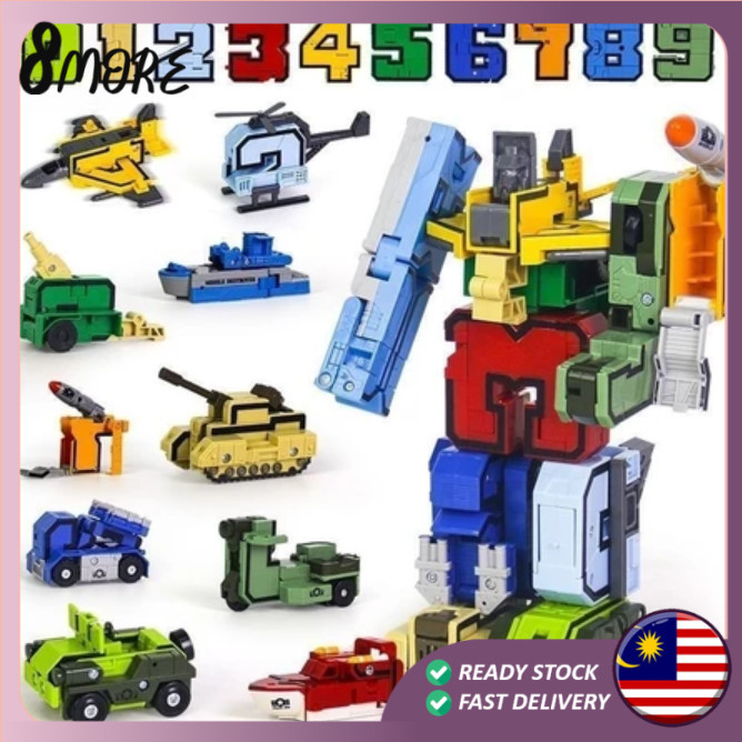 [8m] 10 Pcs Full Set Number Robot Toy Set DIY Assemble Number Kids Toys ...