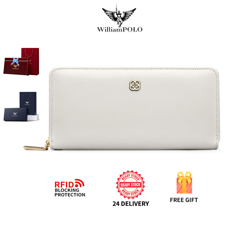 William Polo Ladies Genuine Leather Wallet Clutch - RFID Blocking Anti ...
