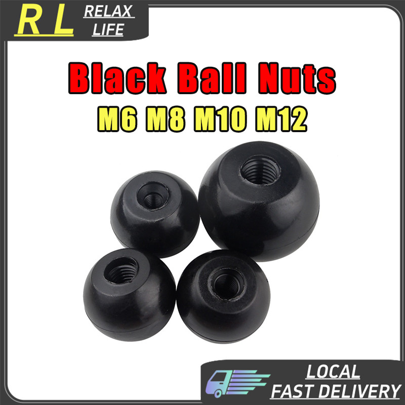 【RL】 Black Ball Nut Knob Nylon Plastic Handle Control Lever Round Nuts ...