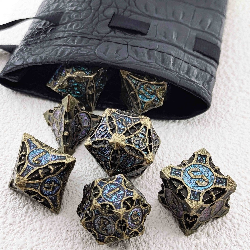 Metal Solid DND Dice Set TRPG Cthulhu D20 Multi-Faced Dungeon and Dungeon COC Running Team Board ...