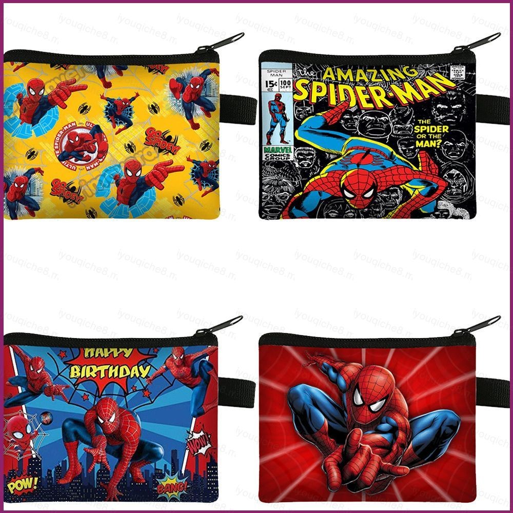 Marvel Spider-Man Cartoon Kids Coin Purse Wallet Keychain Zipper Pouch ...