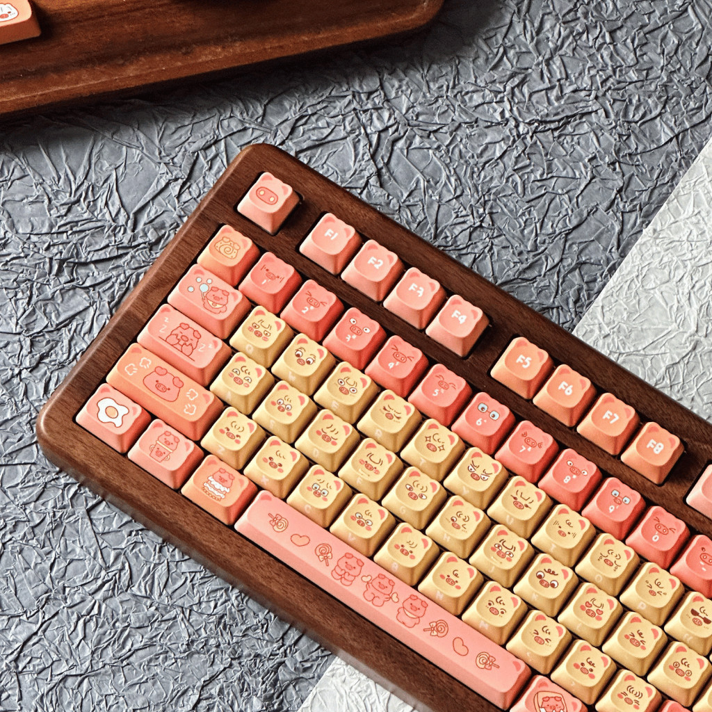 Dessert Pig Keycap, Bear-shaped Keycap 139 PBT plastic buttons 1.5mm ...