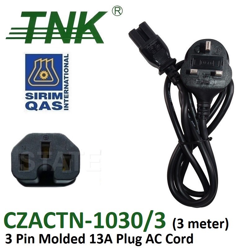 TNK AC 3pin Molded 13A Plug Power Cord/ Kettle Cord ( Sirim Approved ...