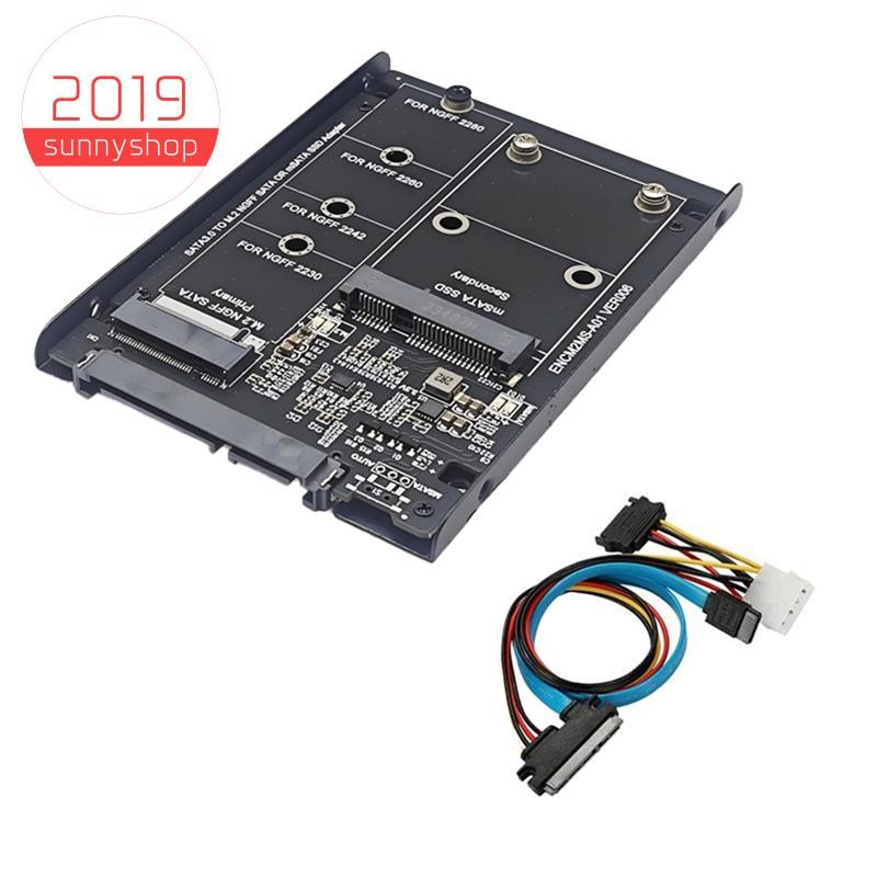 SSD Case Enclosure M2 SATA + MSATA to SATA3.0 6Gb Adapter Riser Card ...